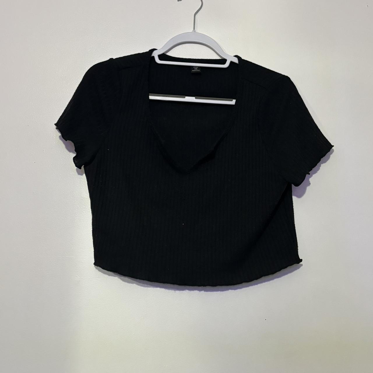 Cute black v-line crop top shein xl - Depop