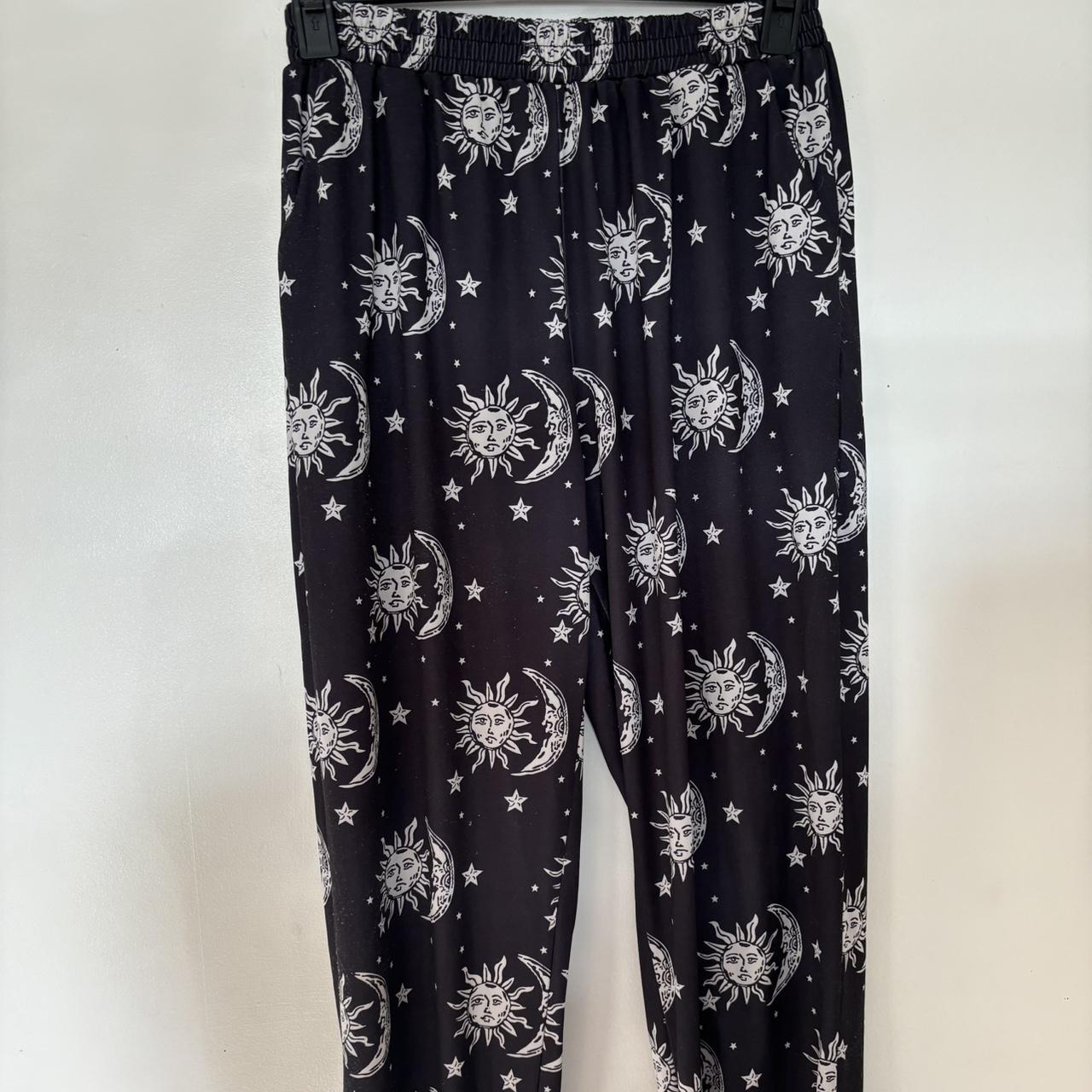 Comfy cozy sun and moon patterned loose fit joggers... - Depop