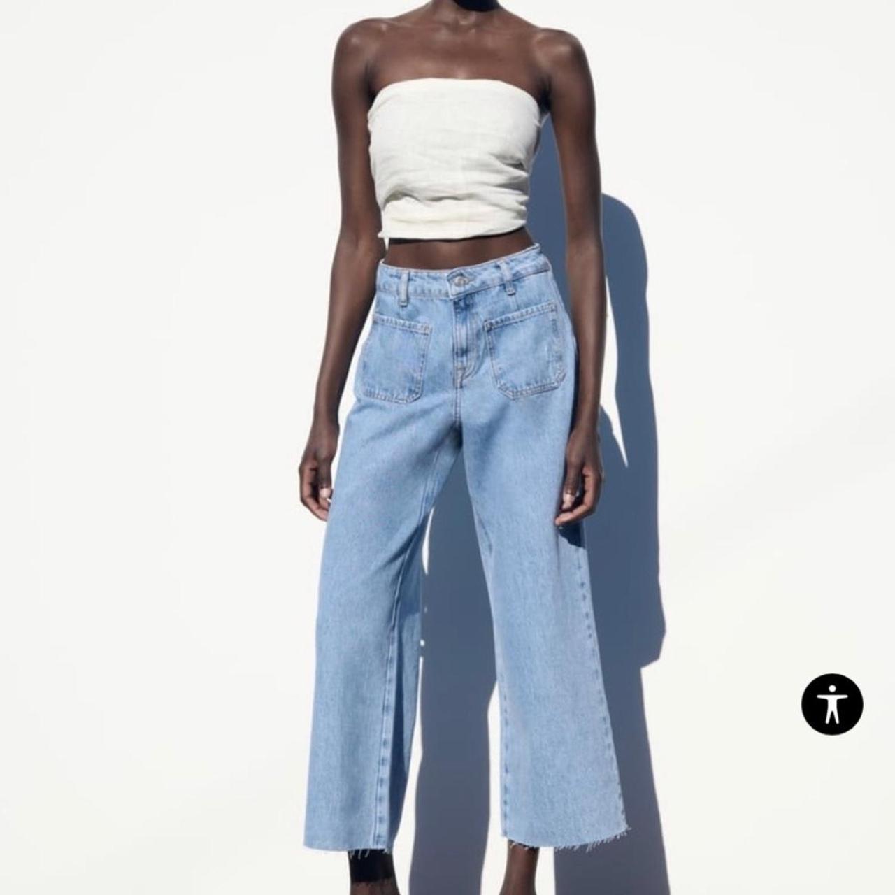 ZARA wide leg high waisted cropped jeans Z1975- Size 4 - Depop