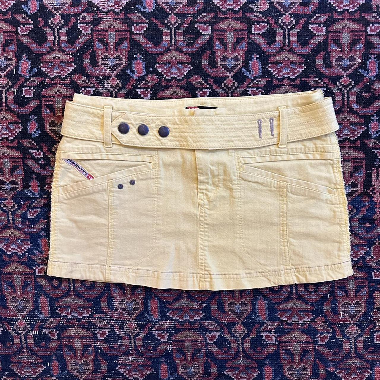 Diesel 55dsl bright yellow denim mini skirt, low... - Depop