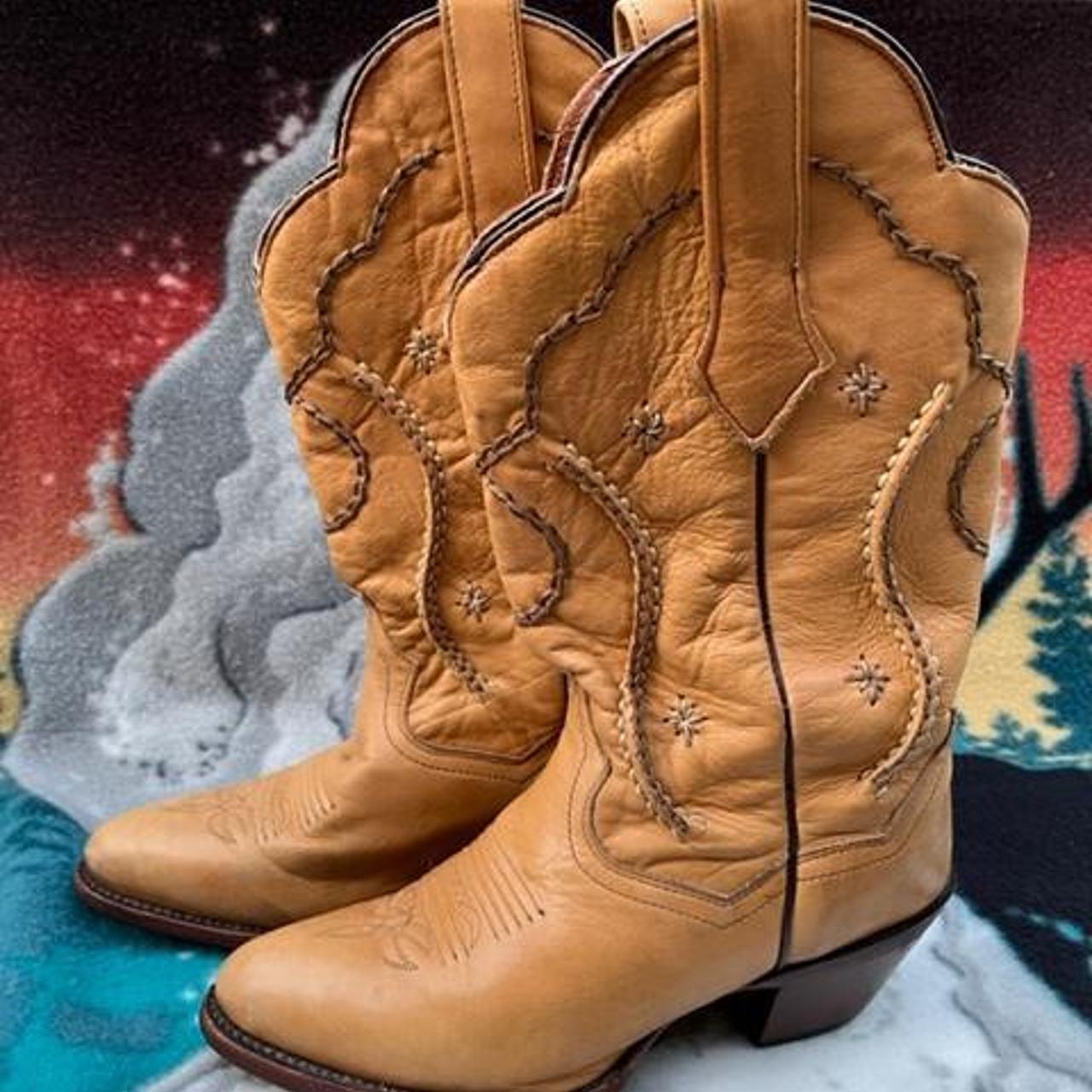 Dan Post Tan Leather Western Cowboy Boots Womens Sz 6 - Depop