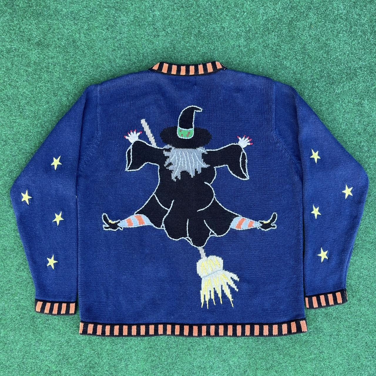 Womens Halloween Witch Bat Vintage Cardigan Sweater... - Depop