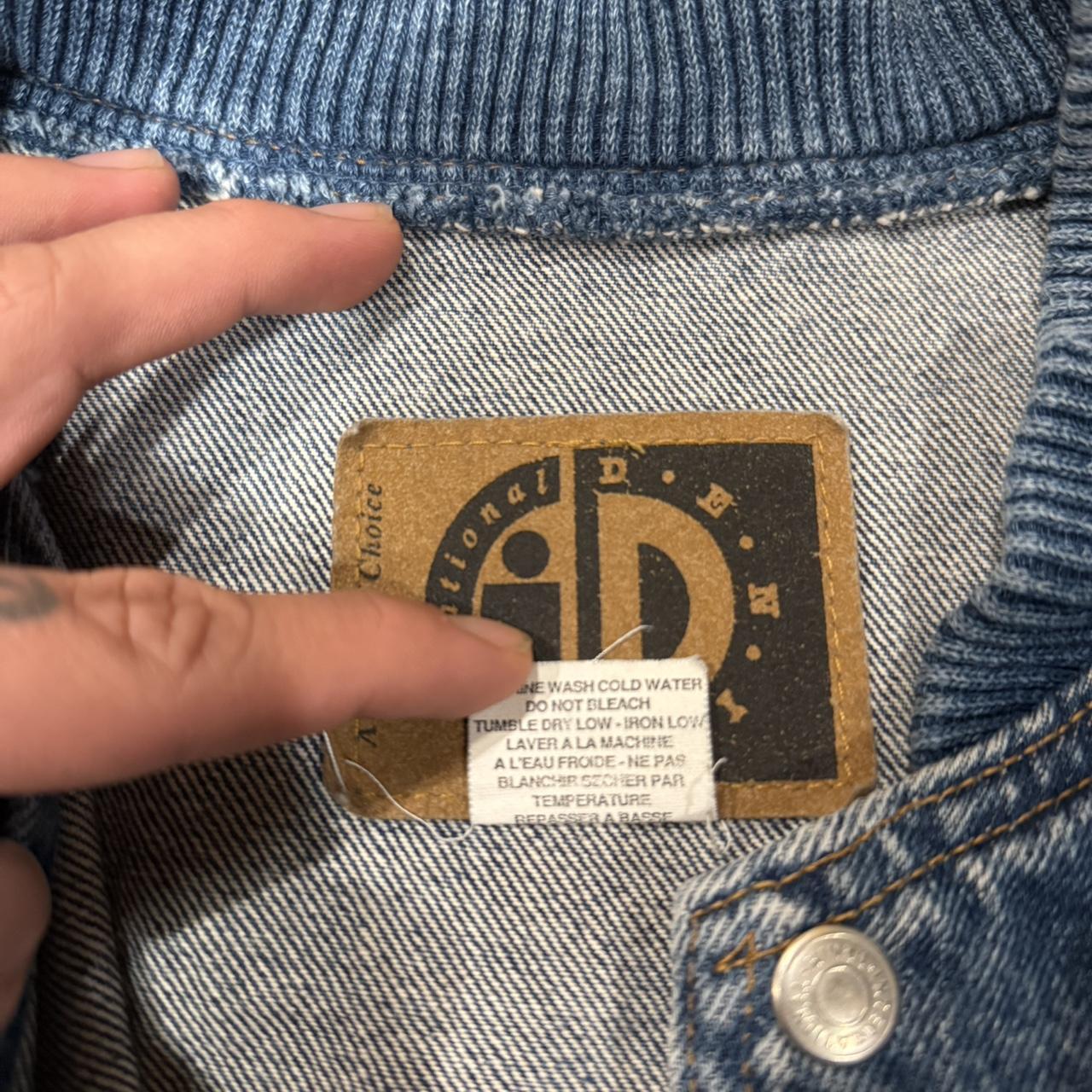 Vintage Denim Varsity Jacket International... - Depop