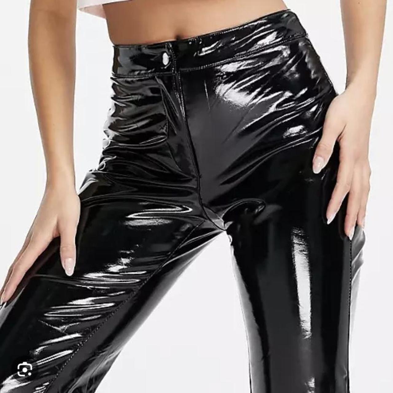 Noisy May Black Vinyl Pants Never Been Worn Black Depop
