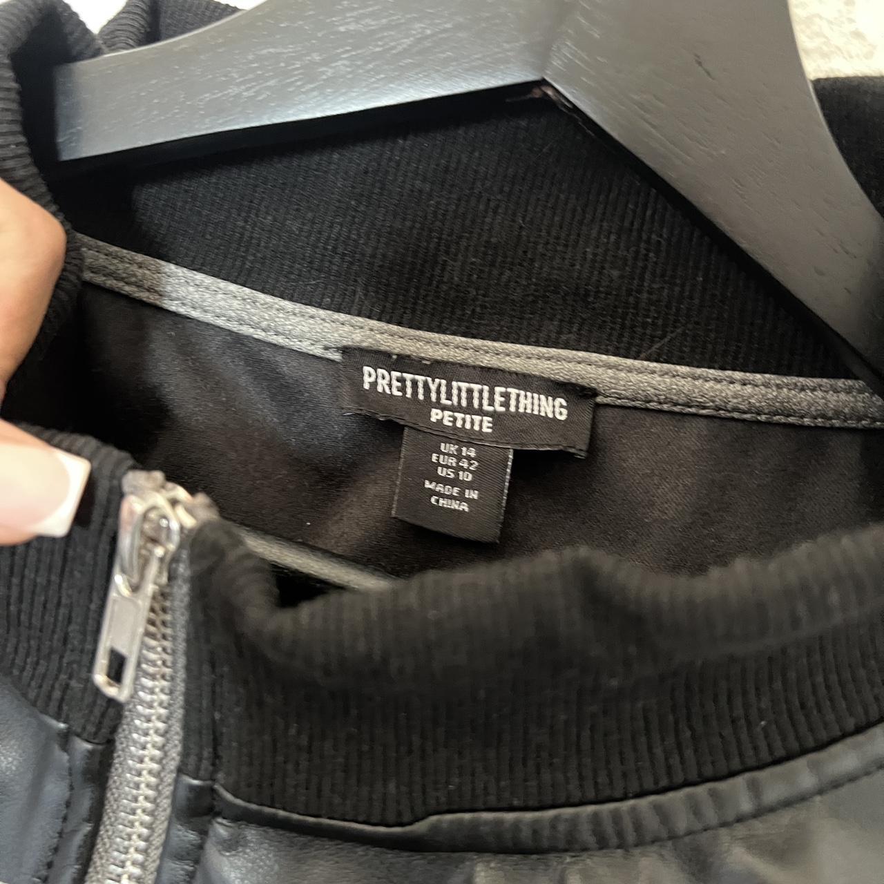 PLT- petite black PU contrast cropped racer jacket.... - Depop