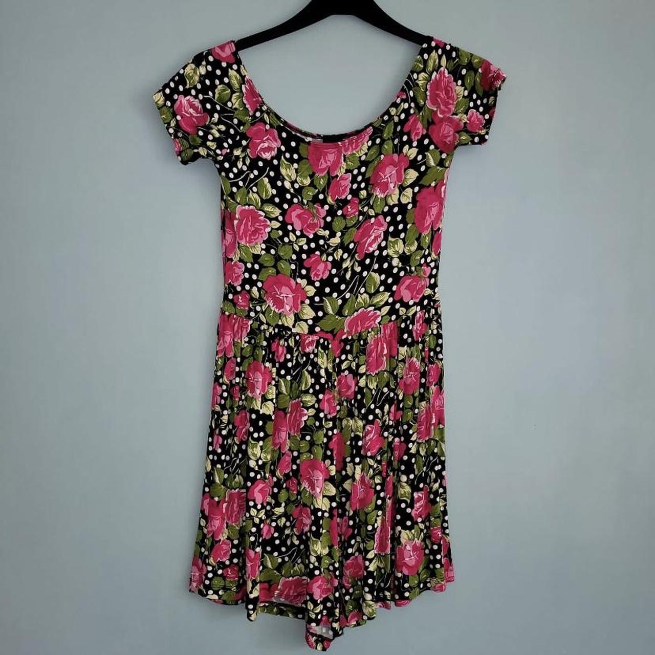 Vintage asos pink flowers flowy swing dress with... - Depop