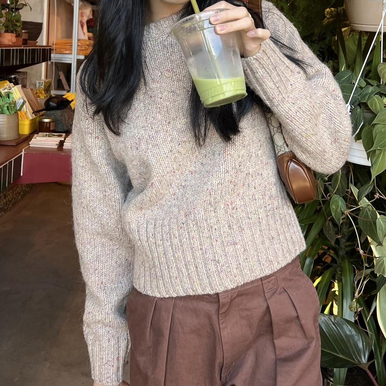 cos wool sweater! beautiful tan color with colorful... - Depop