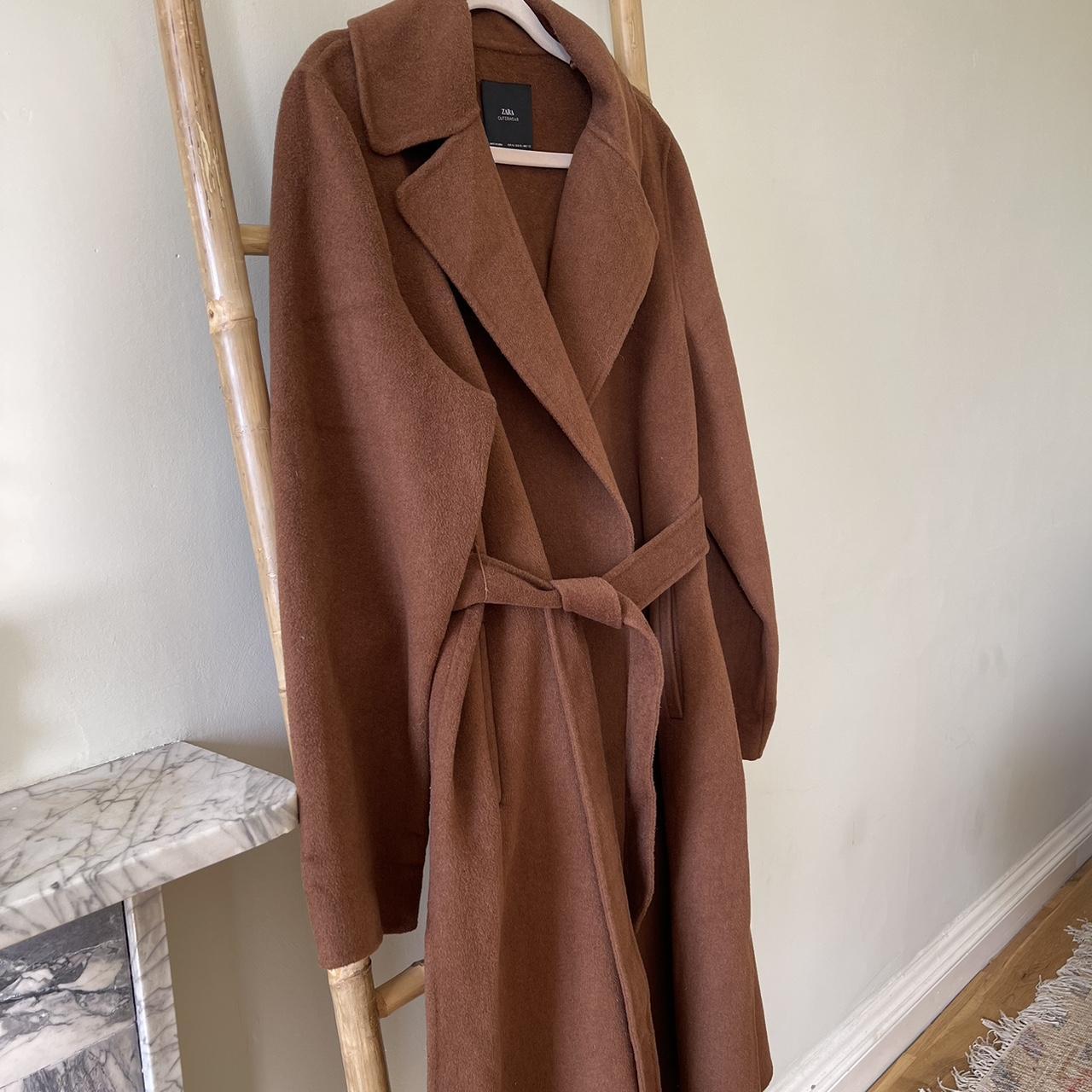 Zara Brown wool coat size XL - Depop