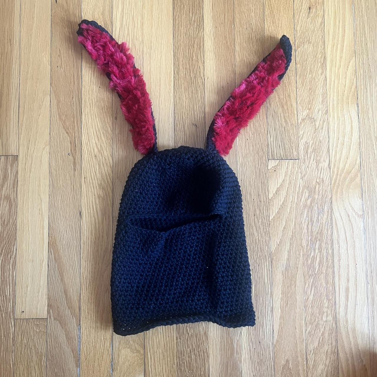 hand knit bunny ear ski mask worn to Coachella 2022 - Depop