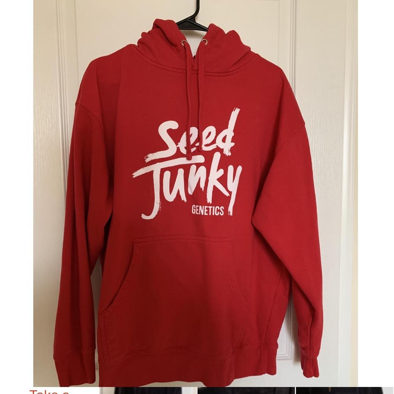 Seed Junky Genetics Red Swestshirt Large - Depop
