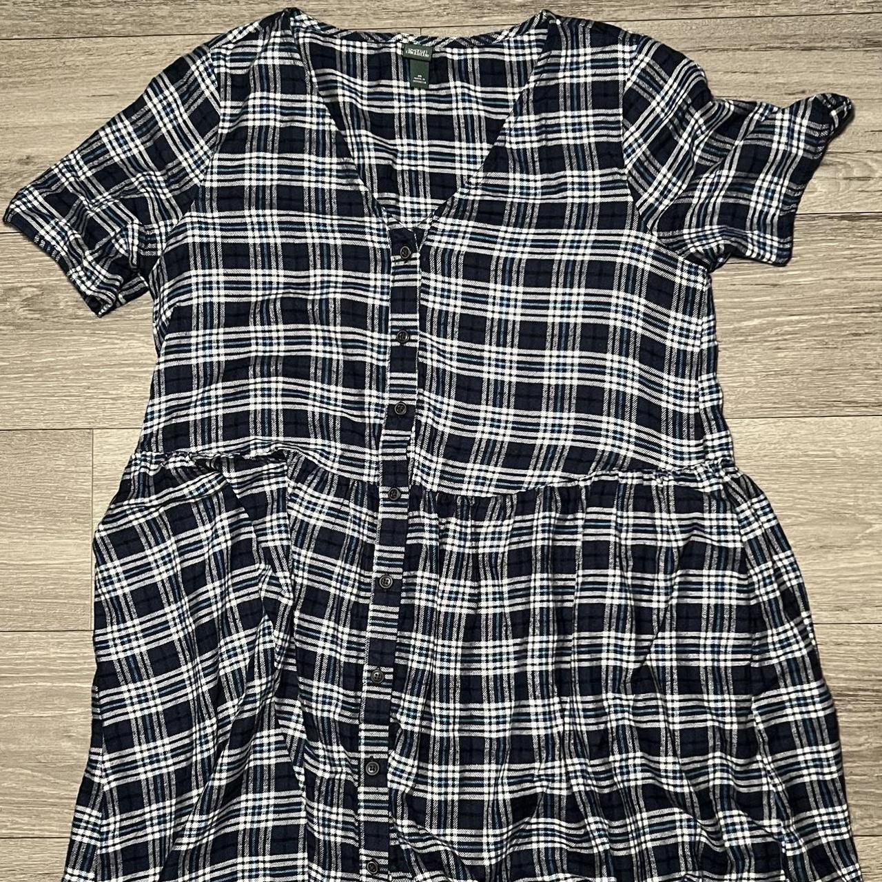 Wild Fable Flowy Flannel Dress 😍💙 Navy blue perfect... - Depop