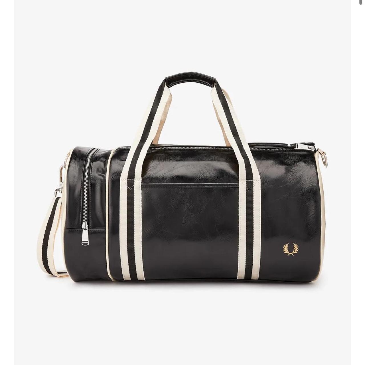 Fred Perry leather barrel duffle bag, lightly used! - Depop