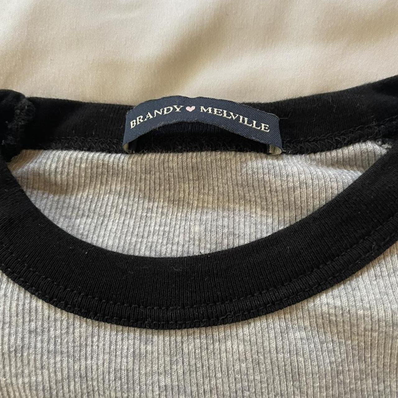 Brandy Melville Bella top grey and black one... - Depop