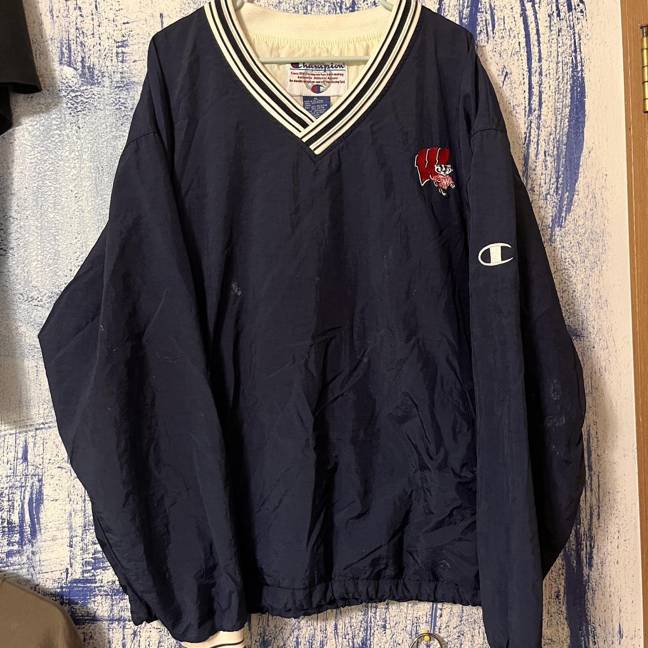 Vintage Wisconsin badger champion windbreaker... - Depop
