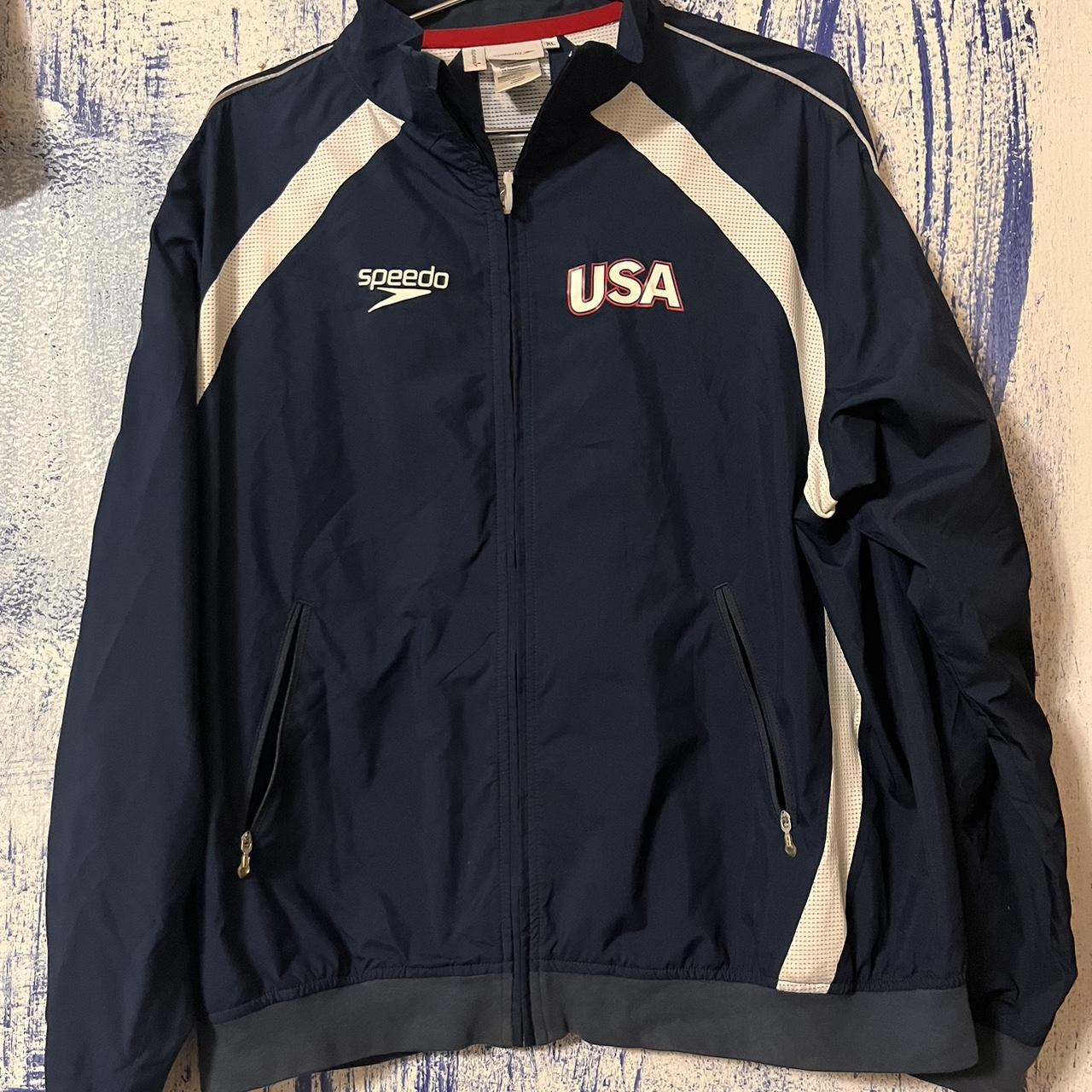 Y2k USA swim team Speedo jacket Condition is... - Depop