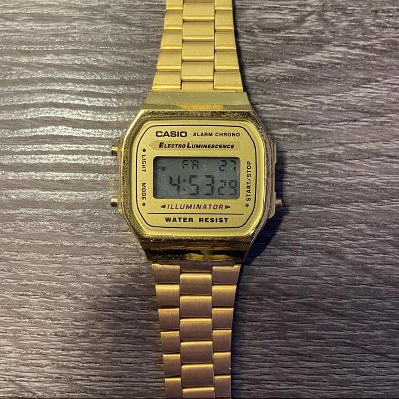 Gold Casio vintage unisex adjustable digital watch.... - Depop