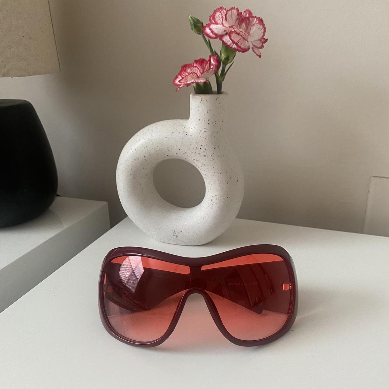 Red goggle style sunglasses... | Depop