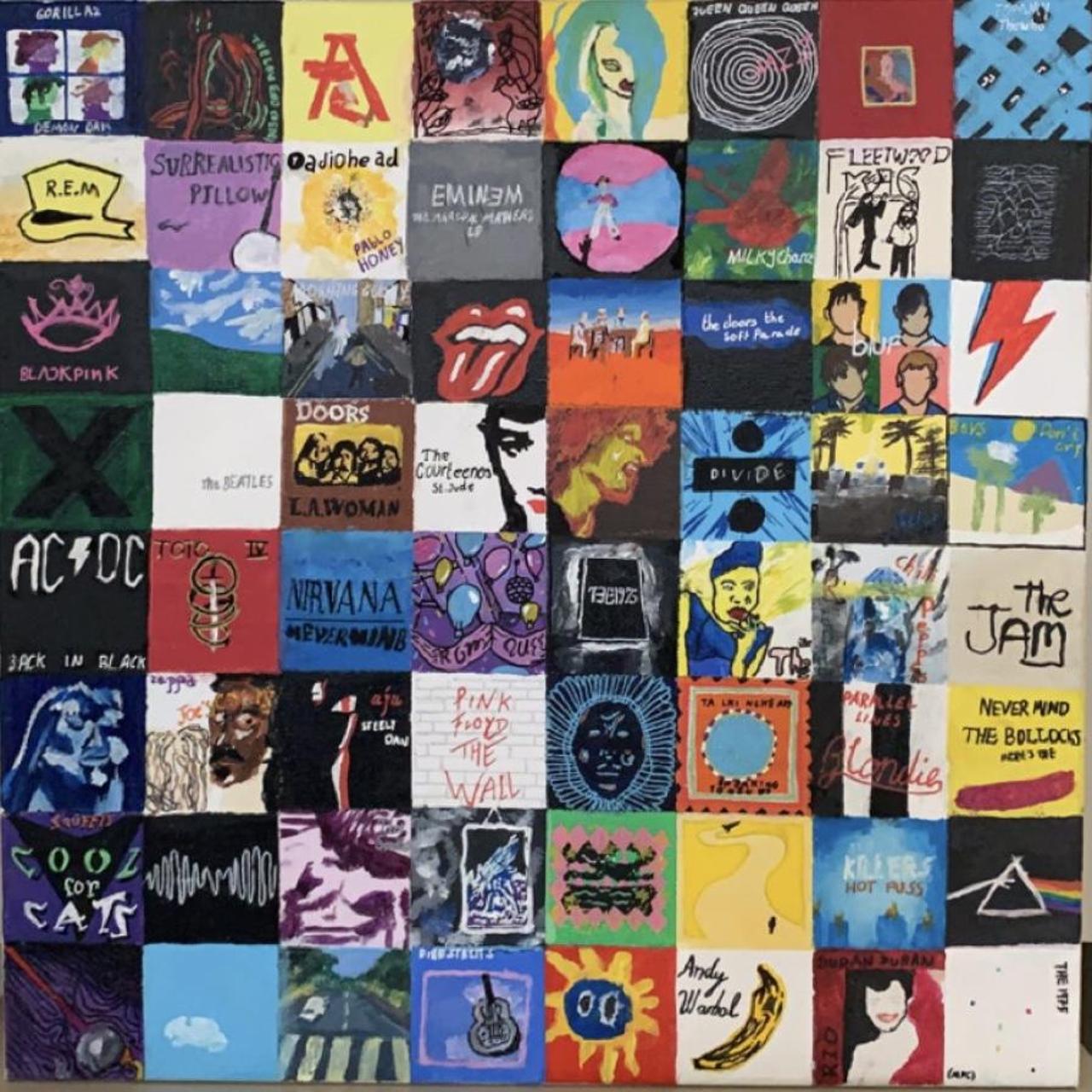 Canvas painting of album covers This painting took... - Depop