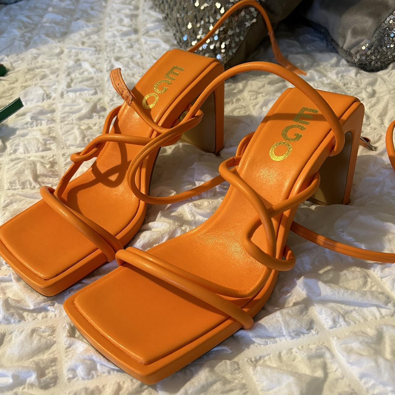 Ego Orange Tie Up Heels🍊 Brand new without original... - Depop