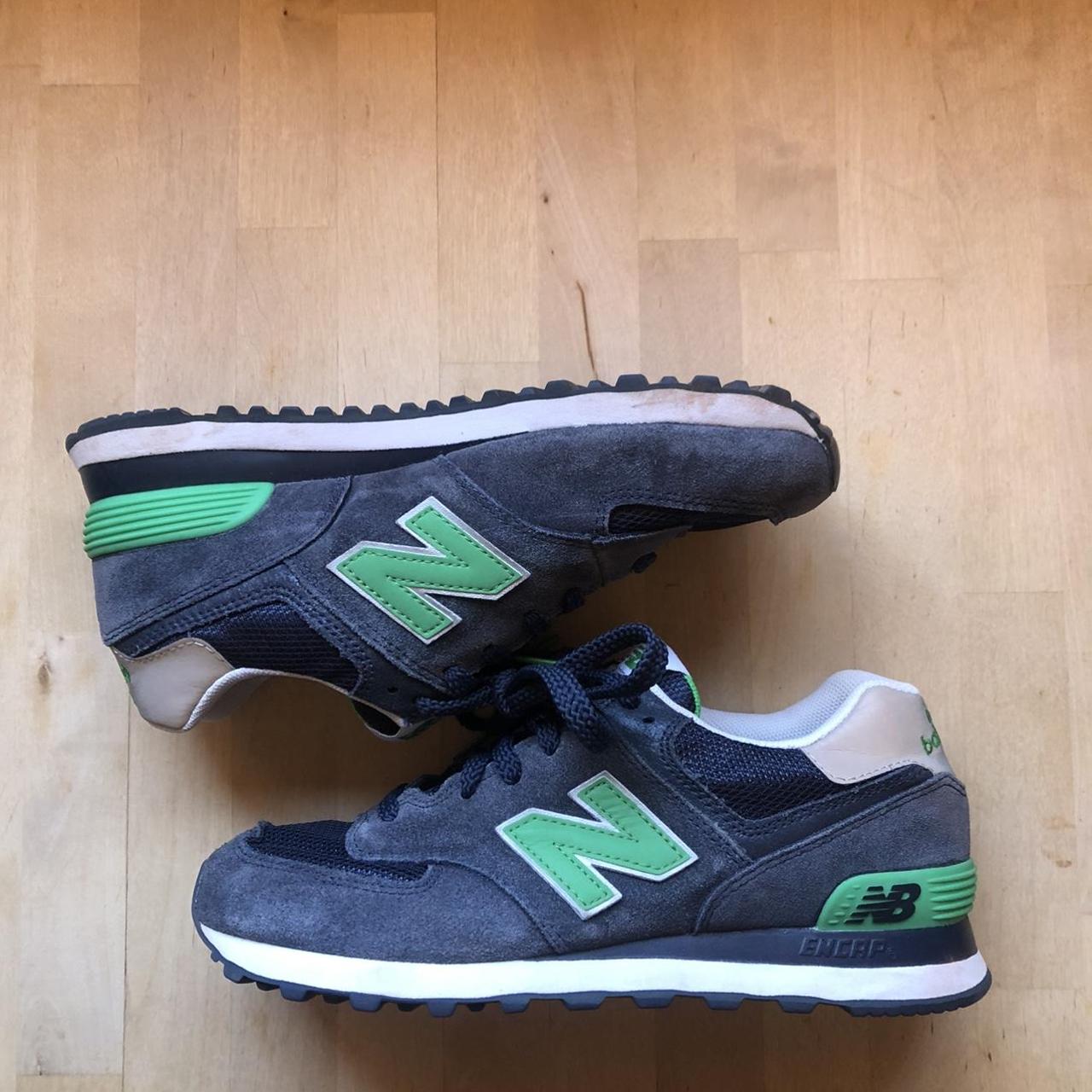 New Balance Women's Blue and Green Trainers | Depop