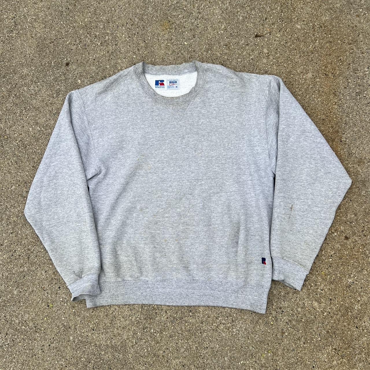 Vintage Made in USA Russell Grey Blank... - Depop