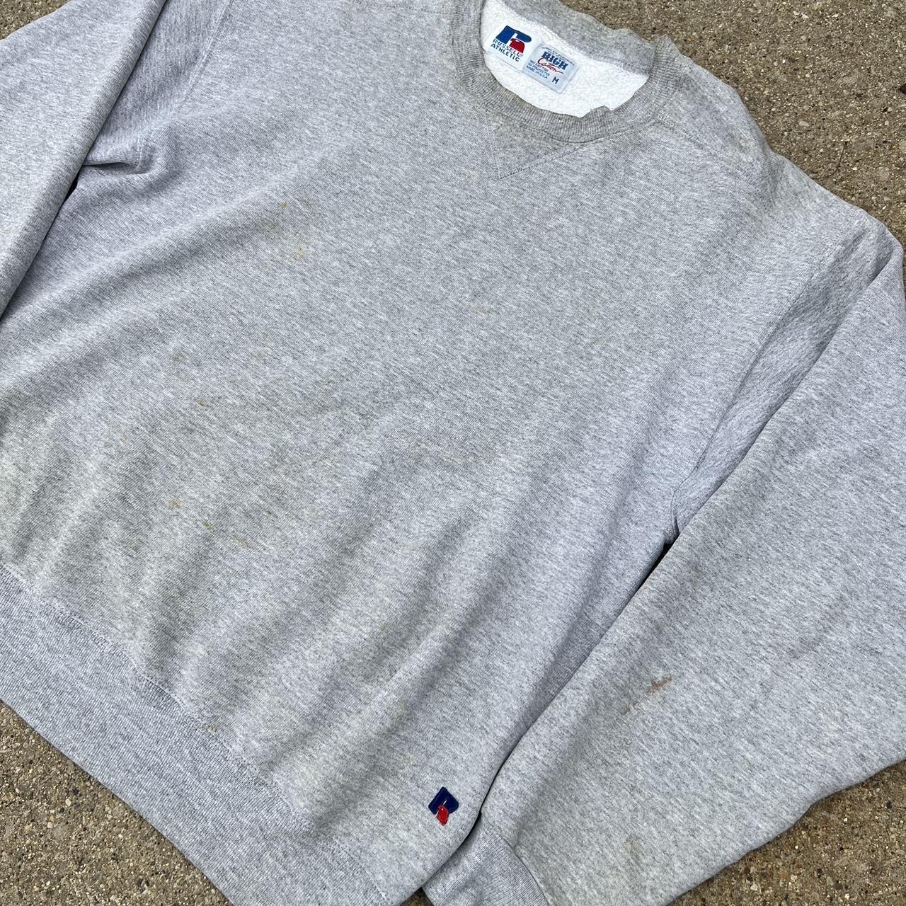 Vintage Made in USA Russell Grey Blank... - Depop