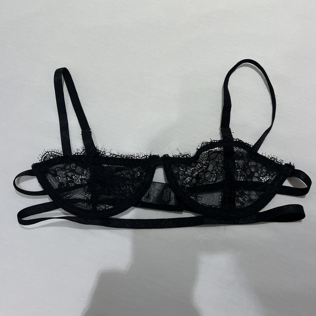 Boohoo Black Lace Bra Size small - Depop