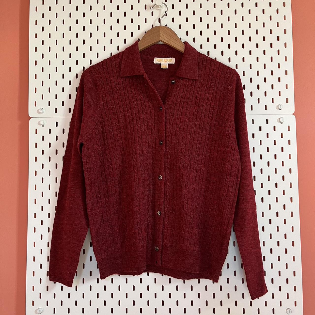 Vintage Brooks Brother merino wool cable knit button... - Depop
