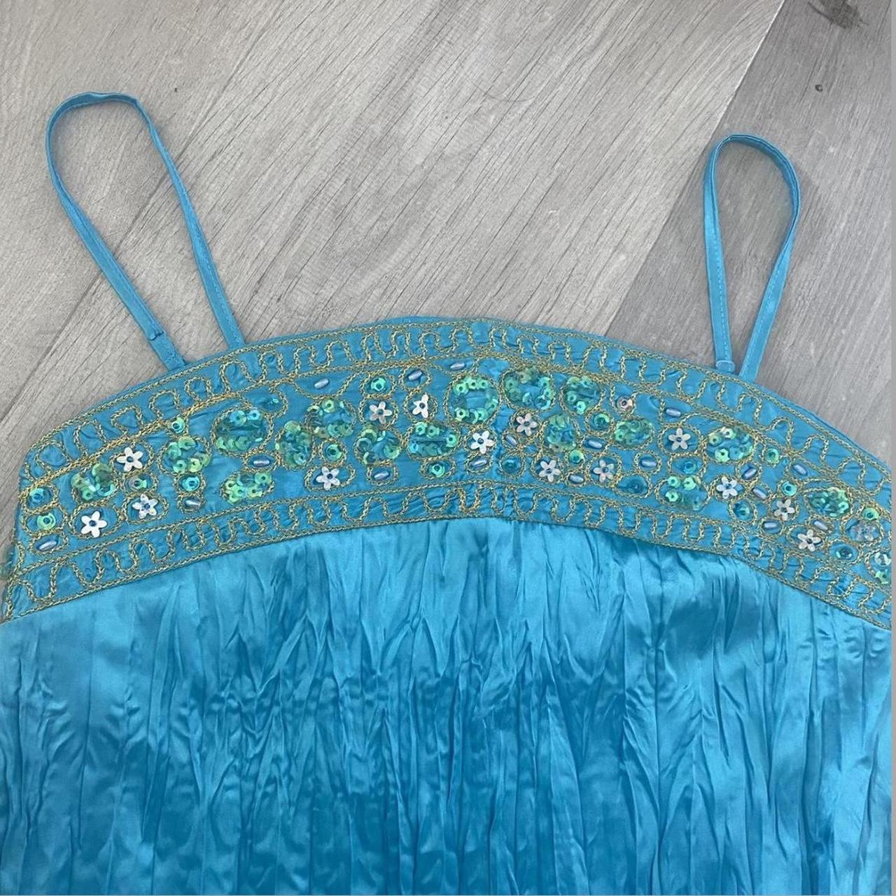 bejewelled aquamarine mermaid blue sequin top rly... - Depop
