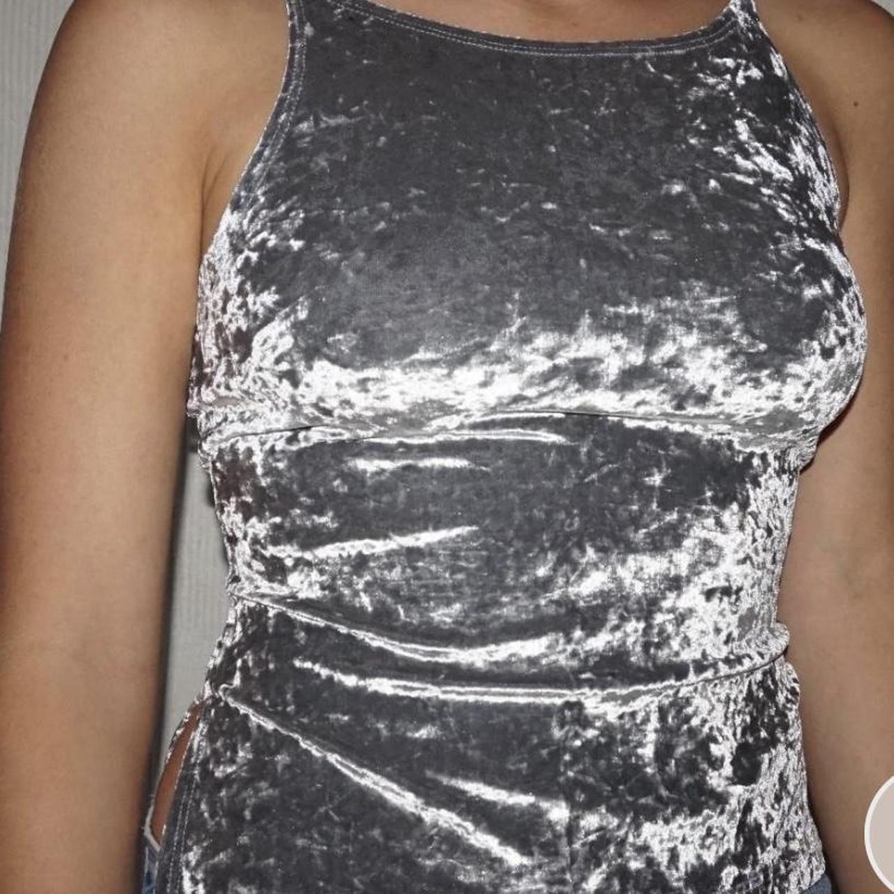 Silver original early 2000s top velour Perfect... - Depop