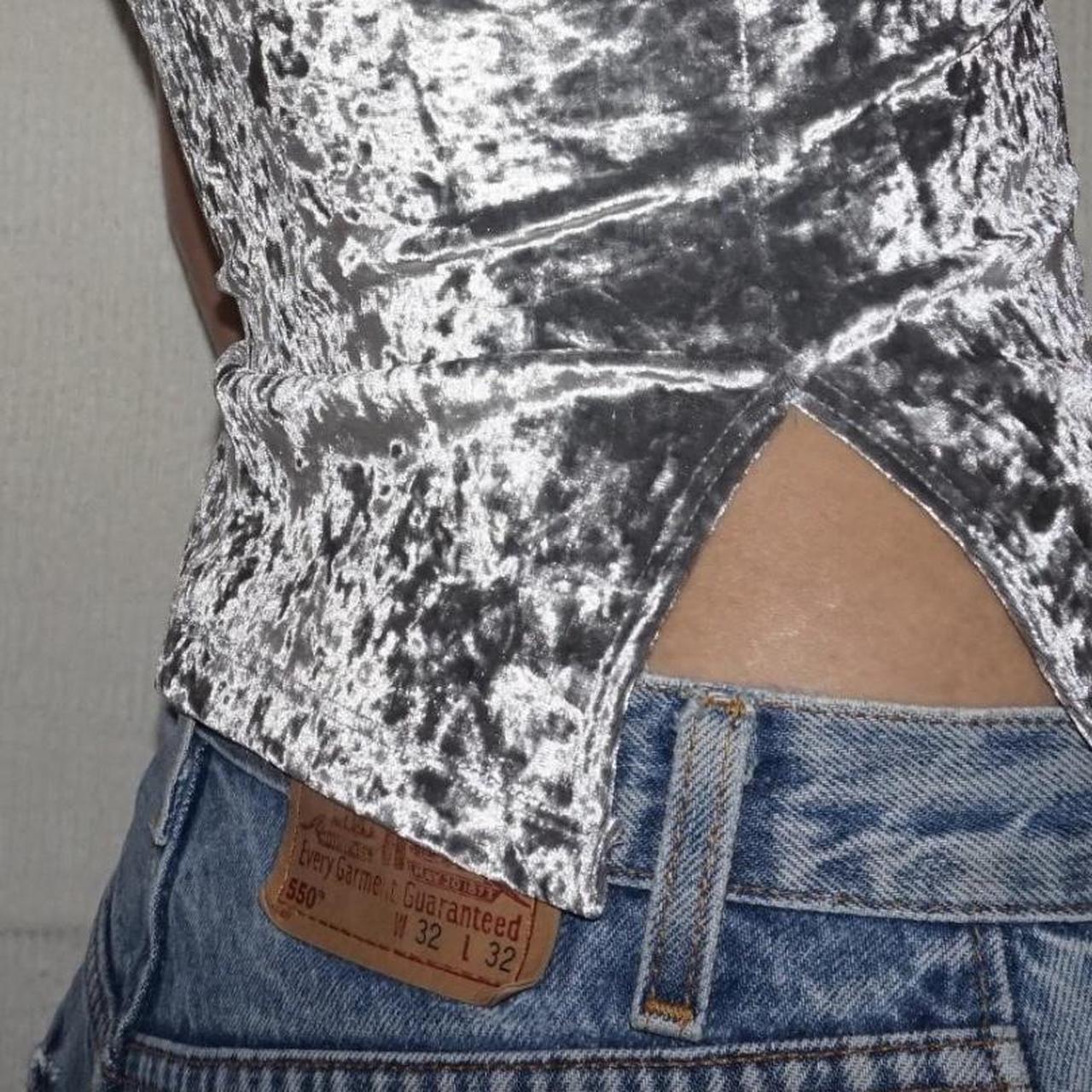 Silver original early 2000s top velour Perfect... - Depop