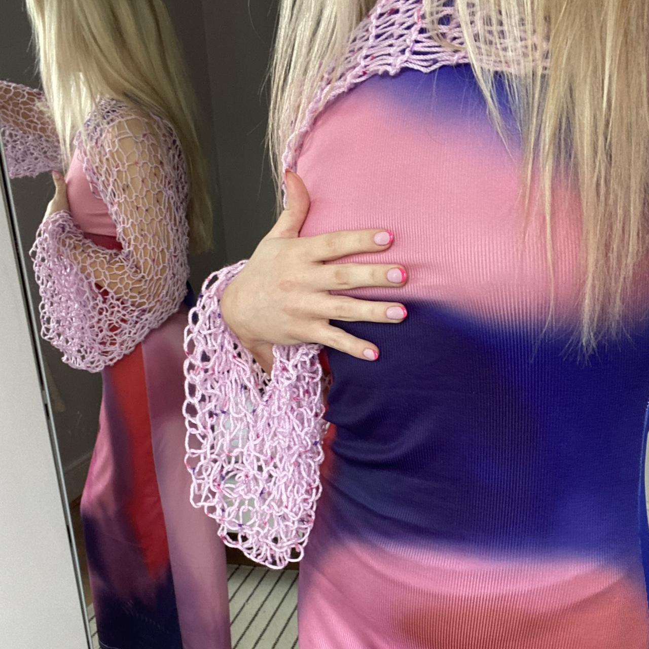 Fishnet Lilac Knit Shrug Handmade from... - Depop