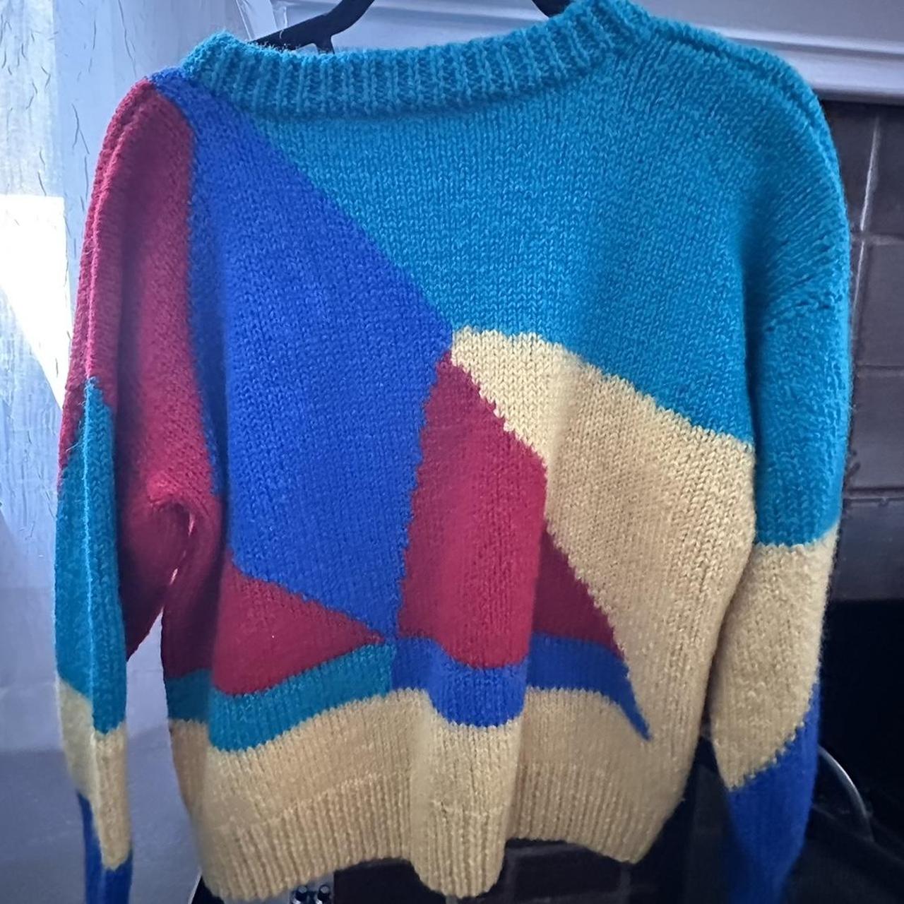 Vintage Wool knitted music note sweater Size M... - Depop