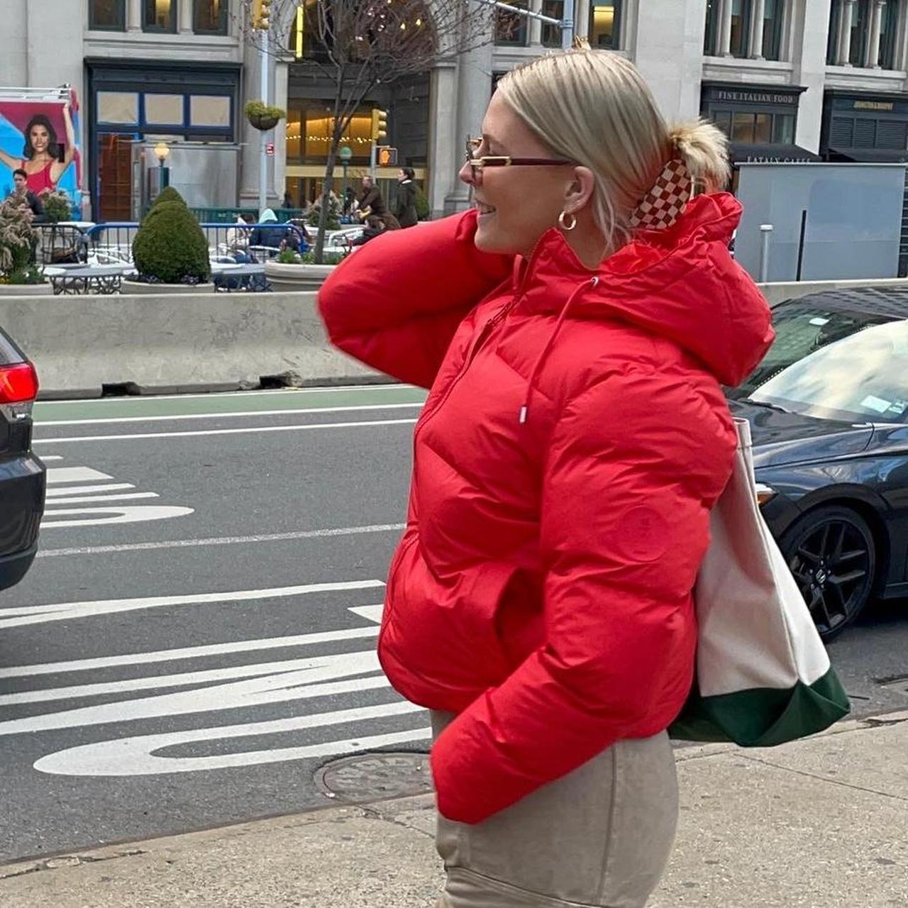 Cherry red RAINS water proof puffer coat // old sample - Depop