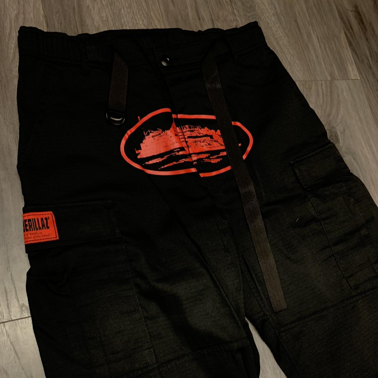 CORTEIZ BLACK/RED GUERRILLA CARGOS SIZE: LARGE - 32W... - Depop