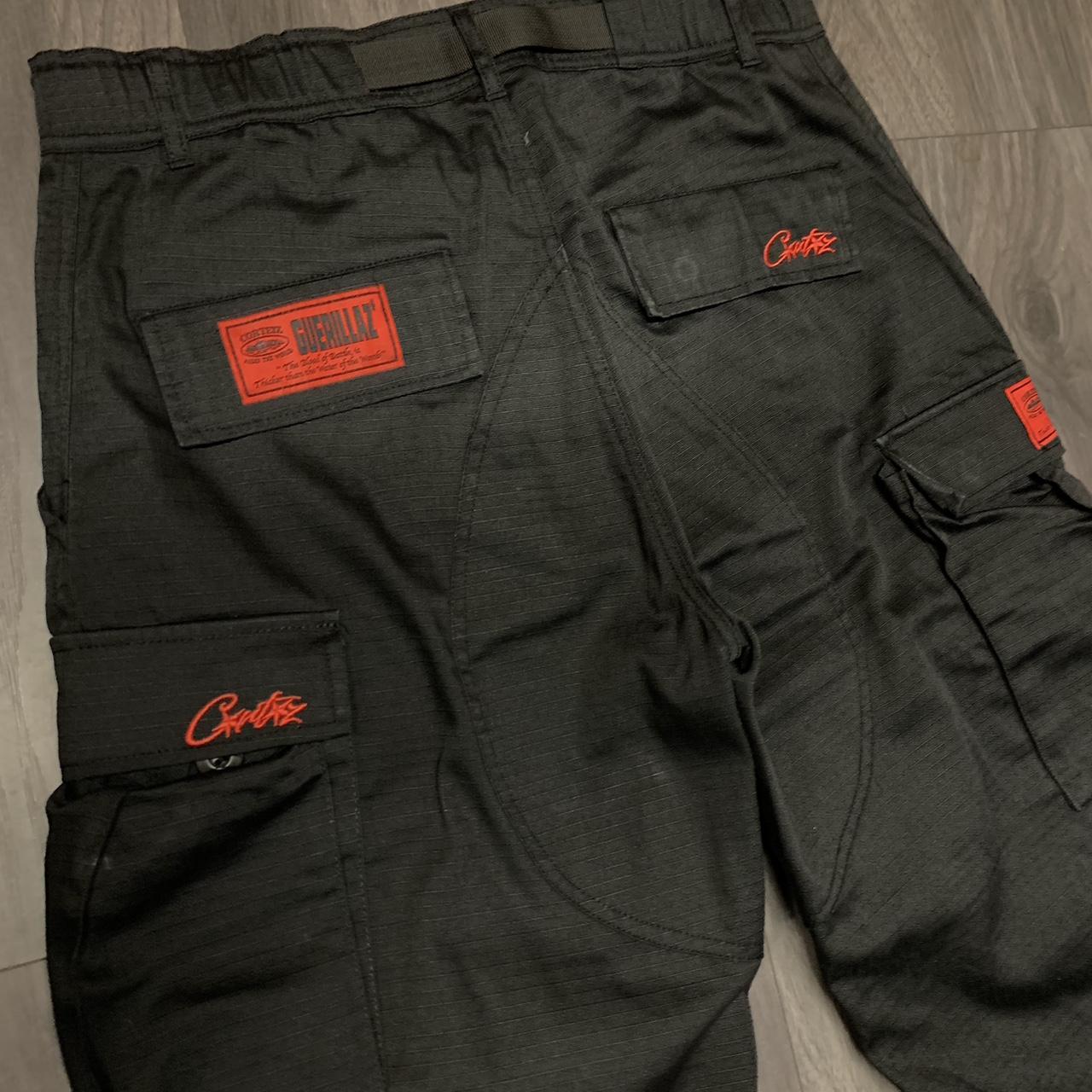 CORTEIZ BLACK/RED GUERRILLA CARGOS SIZE: LARGE - 32W... - Depop