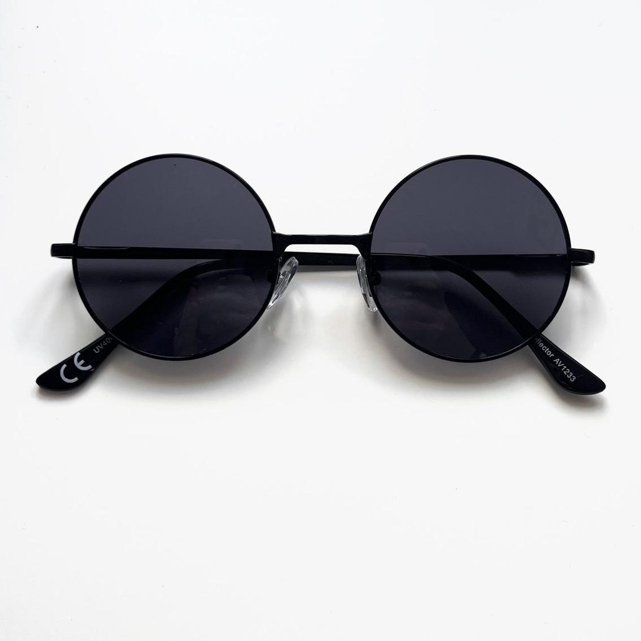 Black Metal Round Sunglasses Round frame sunglasses... - Depop