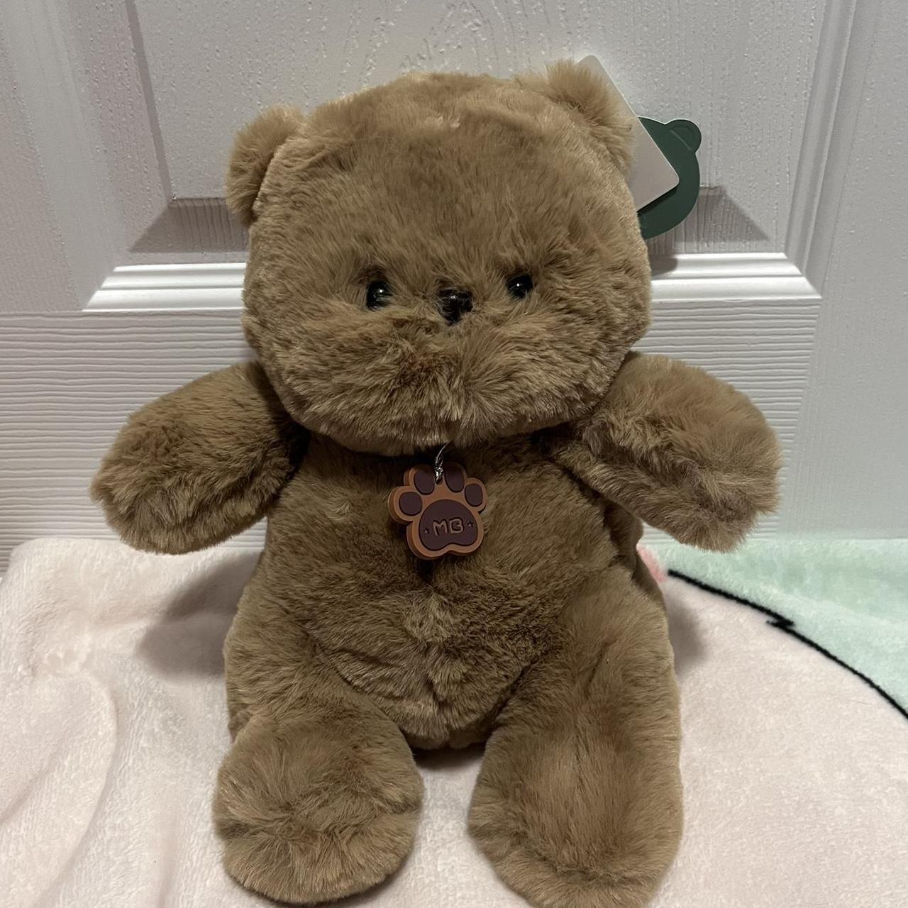 cute chunky weighted bear plush nwt 10” super... - Depop