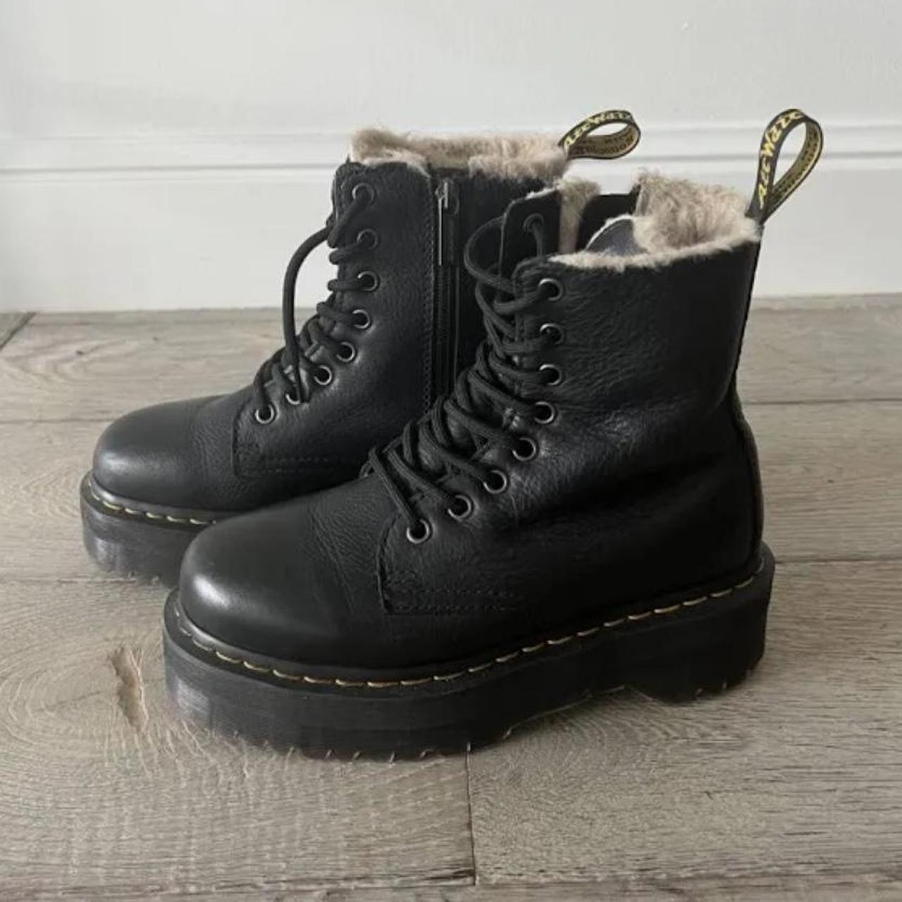 Doc Martens shearling lined jadon platform boots... - Depop