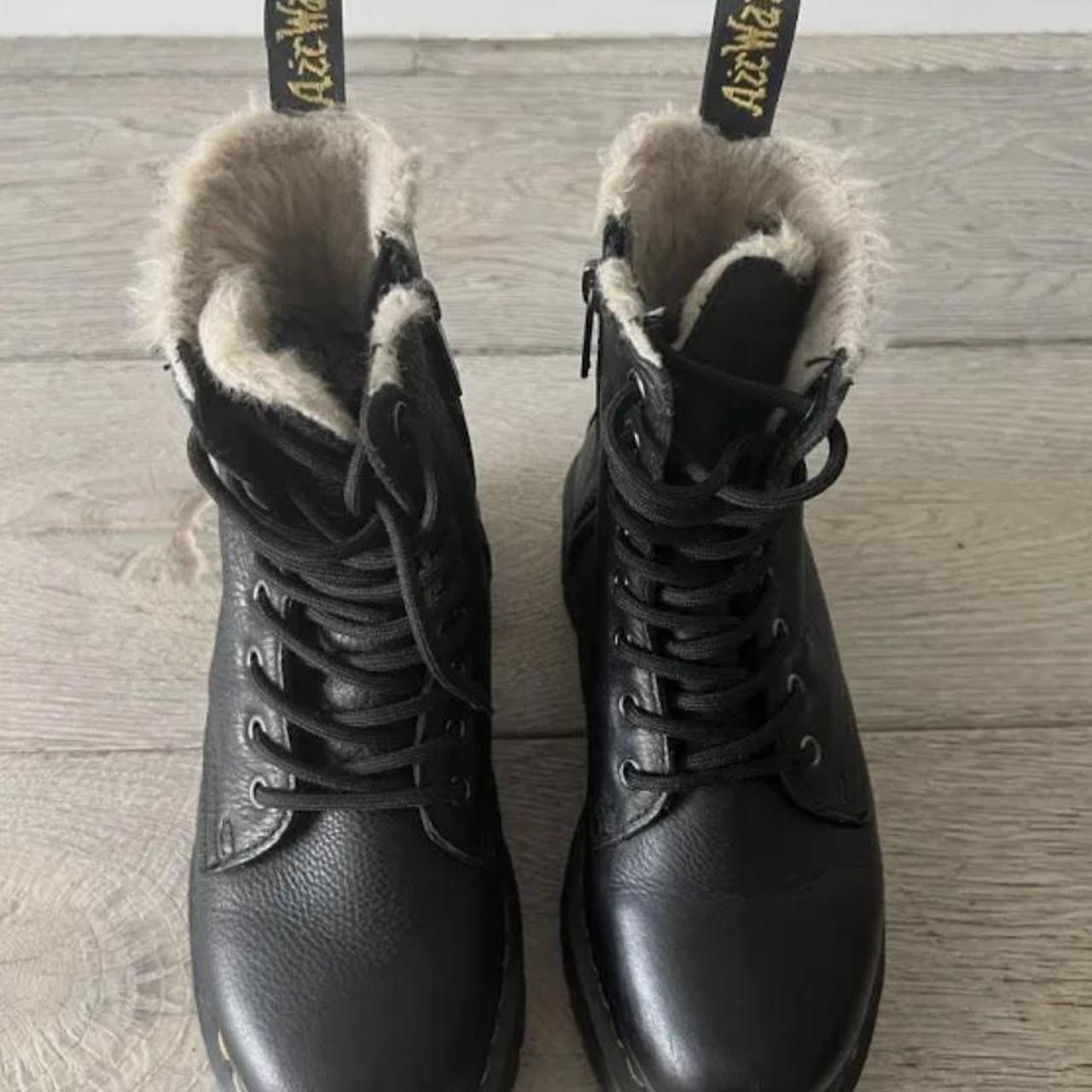 Doc Martens shearling lined jadon platform boots... - Depop