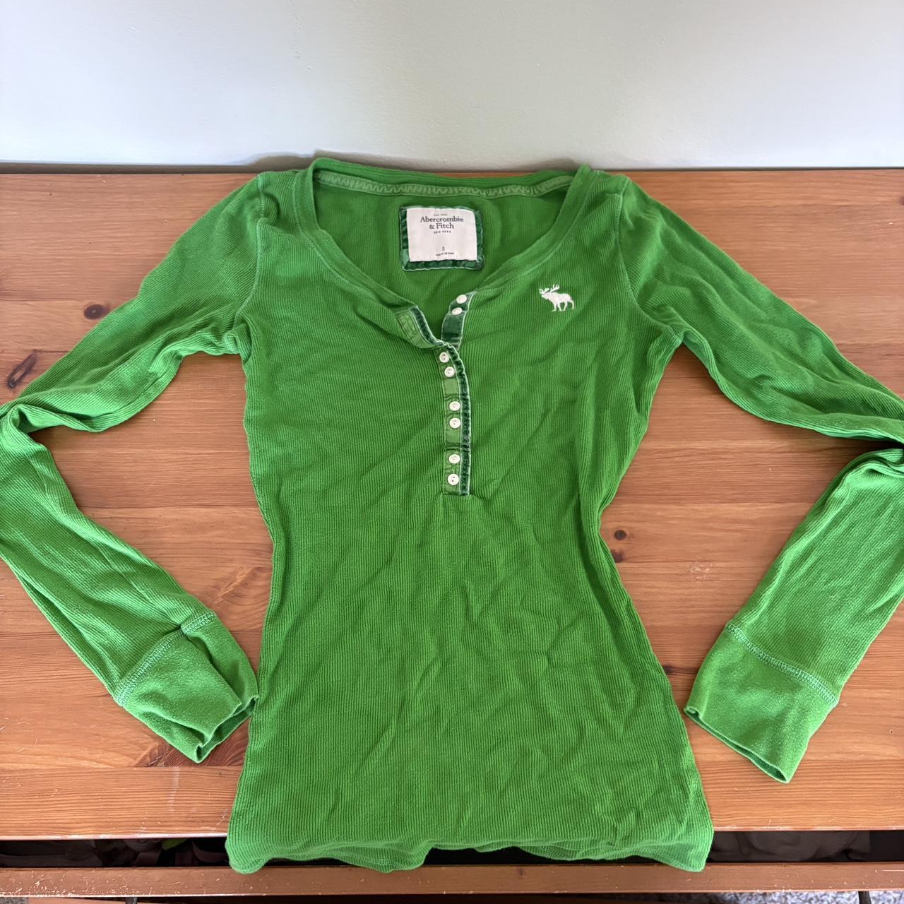 RARE Green Abercrombie & Fitch long sleeve top... | Depop