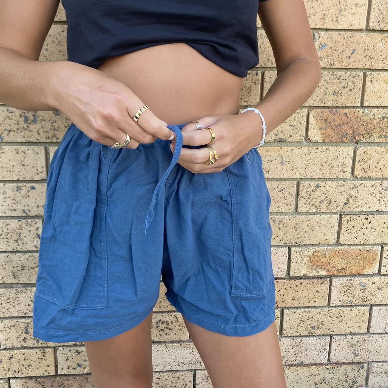 Blue linen shorts Purchased overseas Size small - Depop