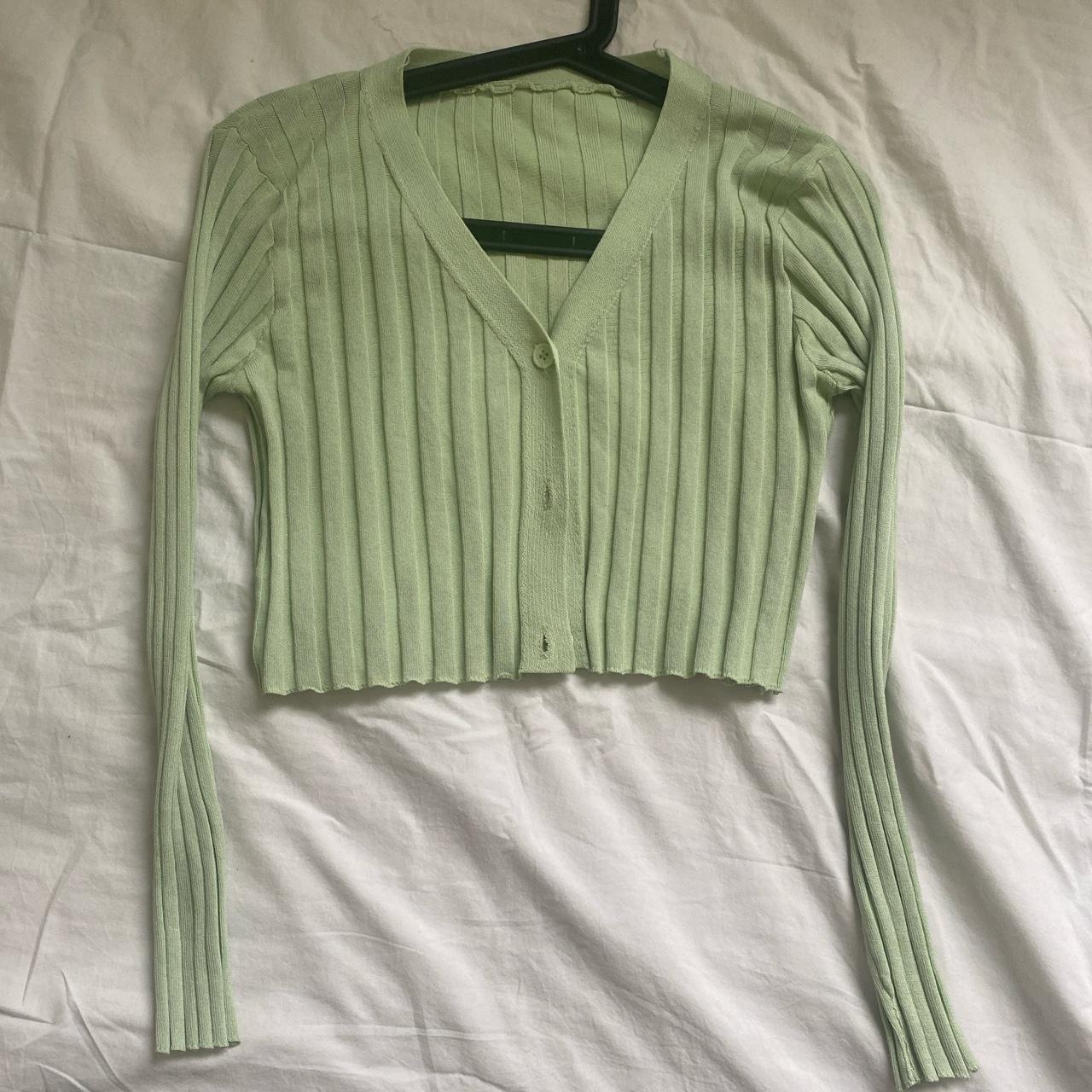 Thin Green cropped cardigan, perfect for summer,... - Depop