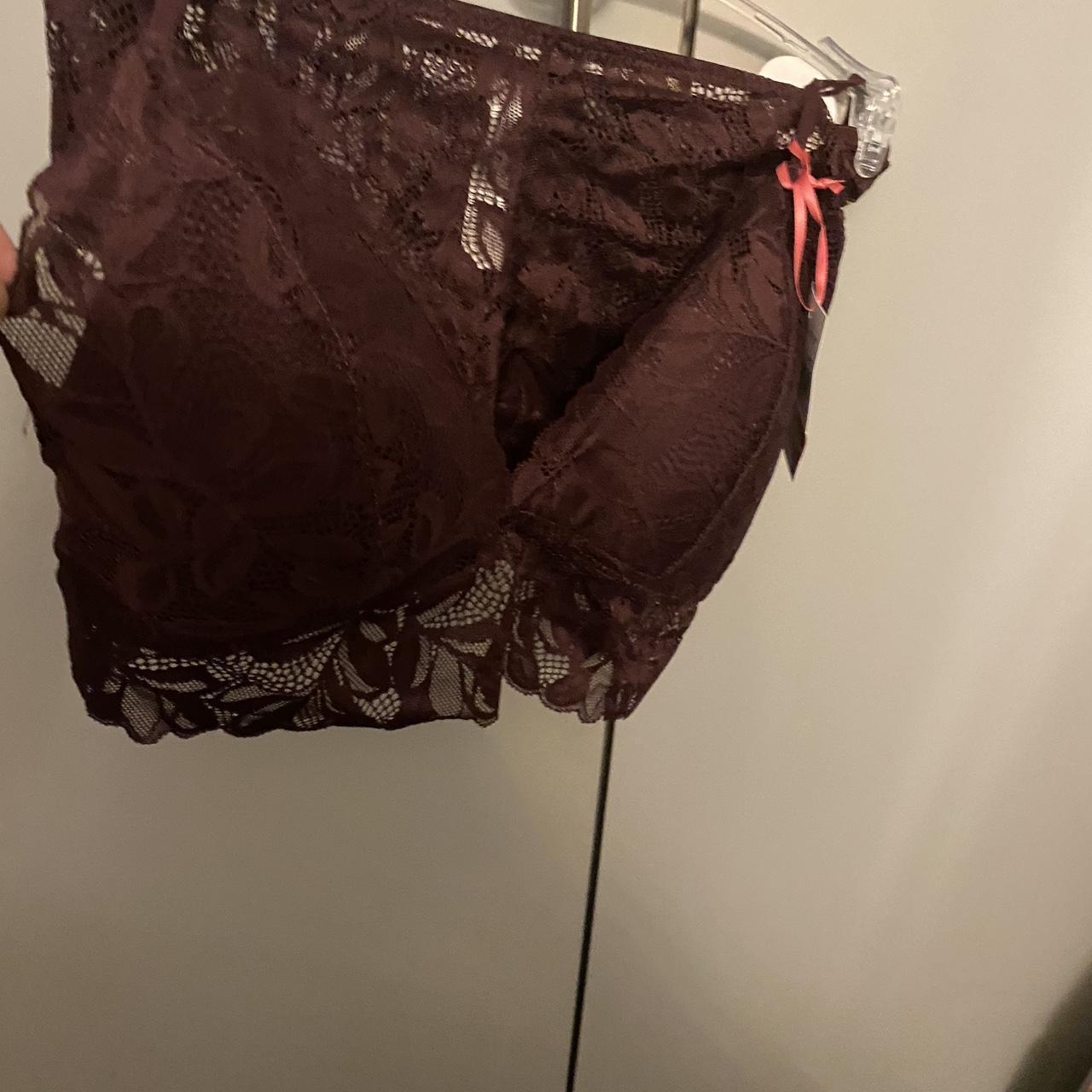 Lace padded bra and knickers set Brazilian style... - Depop