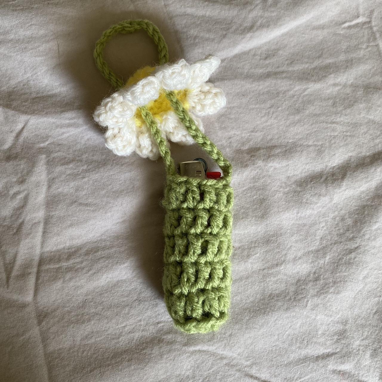Crochet daisy flower lighter / chapstick holder... - Depop