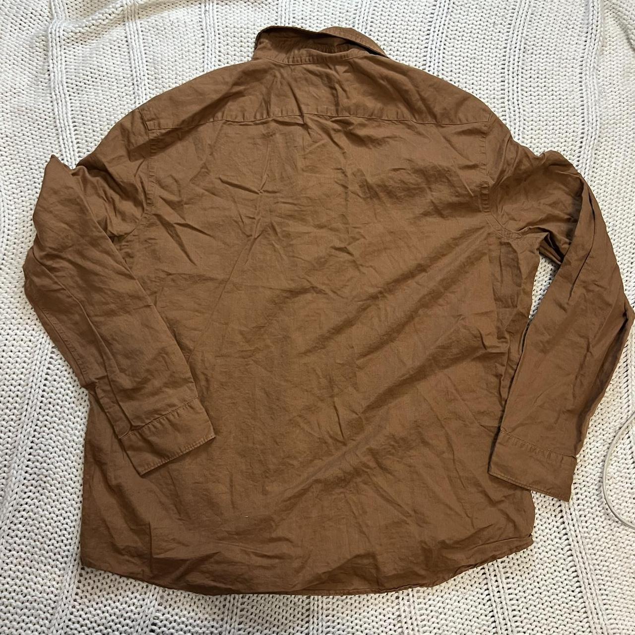 Express Men’s Brown Button-Up Shirt - Size L ... - Depop
