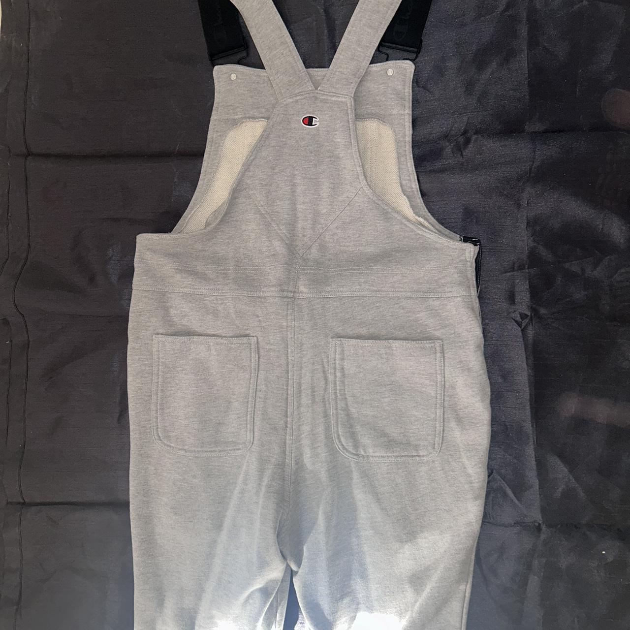 medium grey champion sweat overalls! ! size: M... - Depop