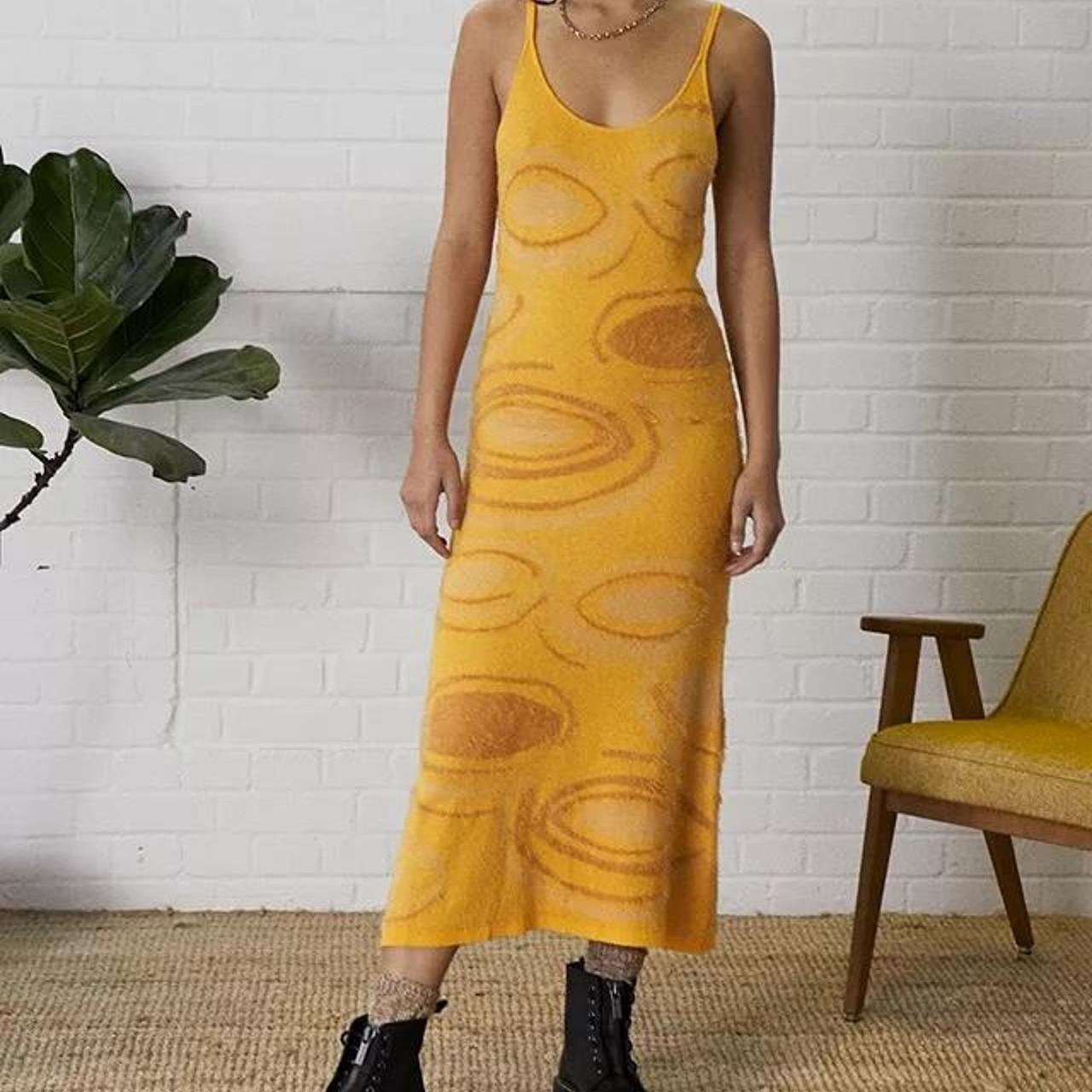 House of Sunny Women's Orange and Cream Dress | Depop