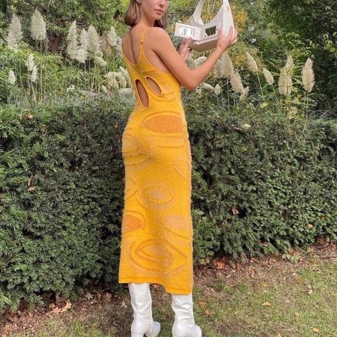 House of Sunny Women's Orange and Cream Dress | Depop