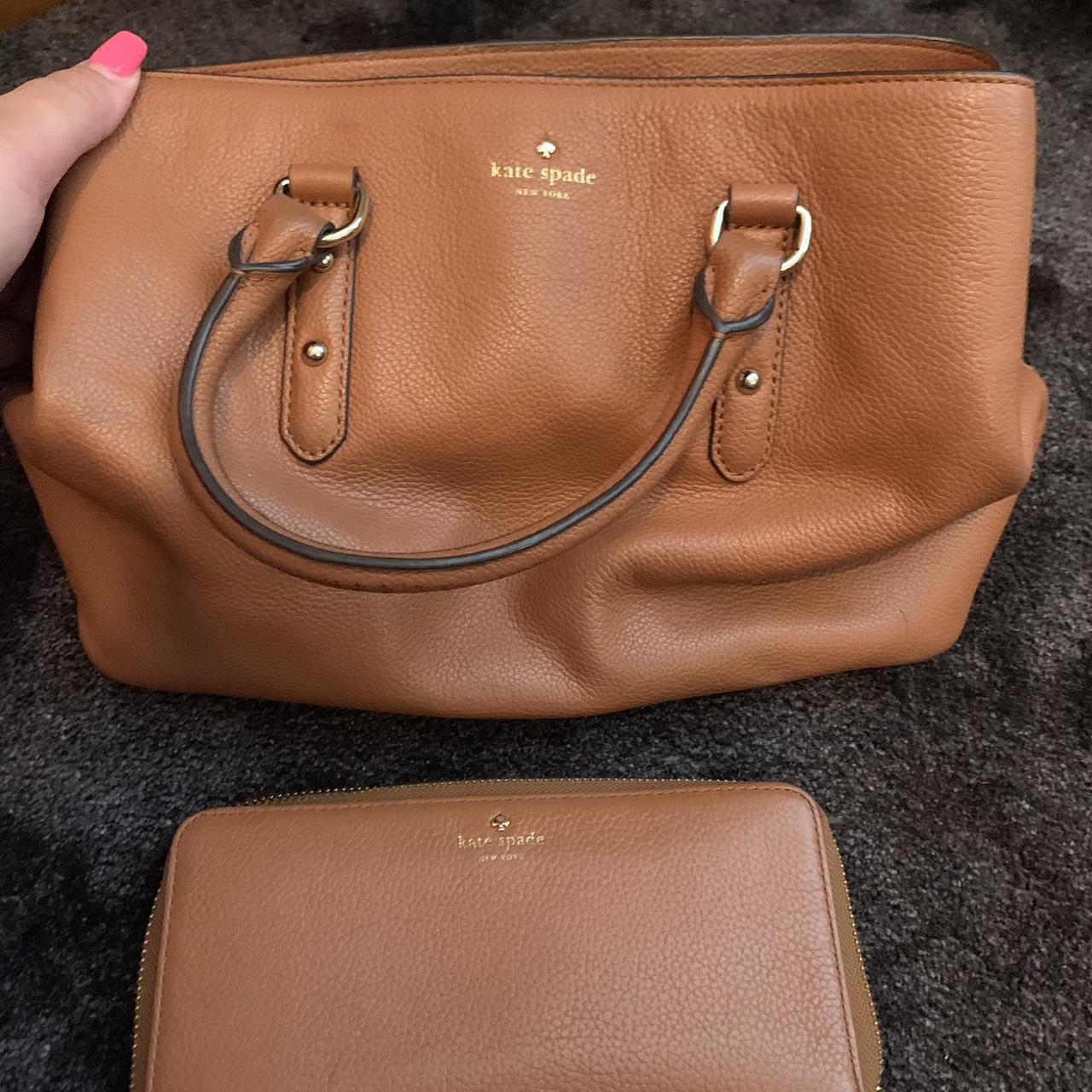 Tan Kate Spade bag and matching purse - Depop